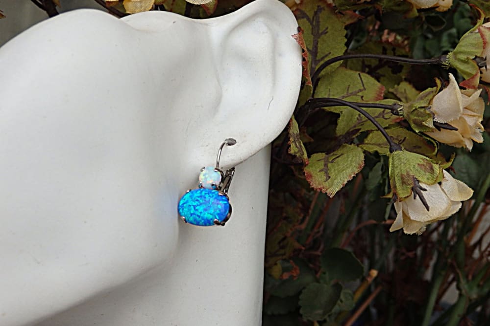rebekajewelry Ocean Blue Earrings Blue and White Gold