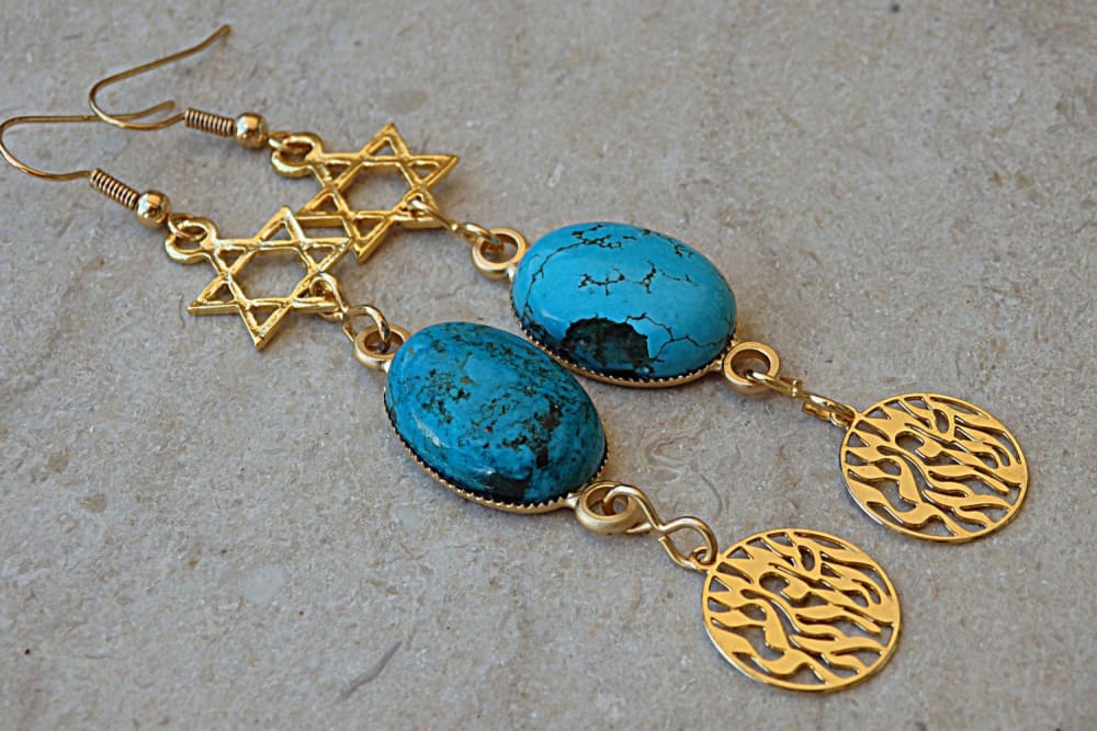 Star of david dangle earrings store