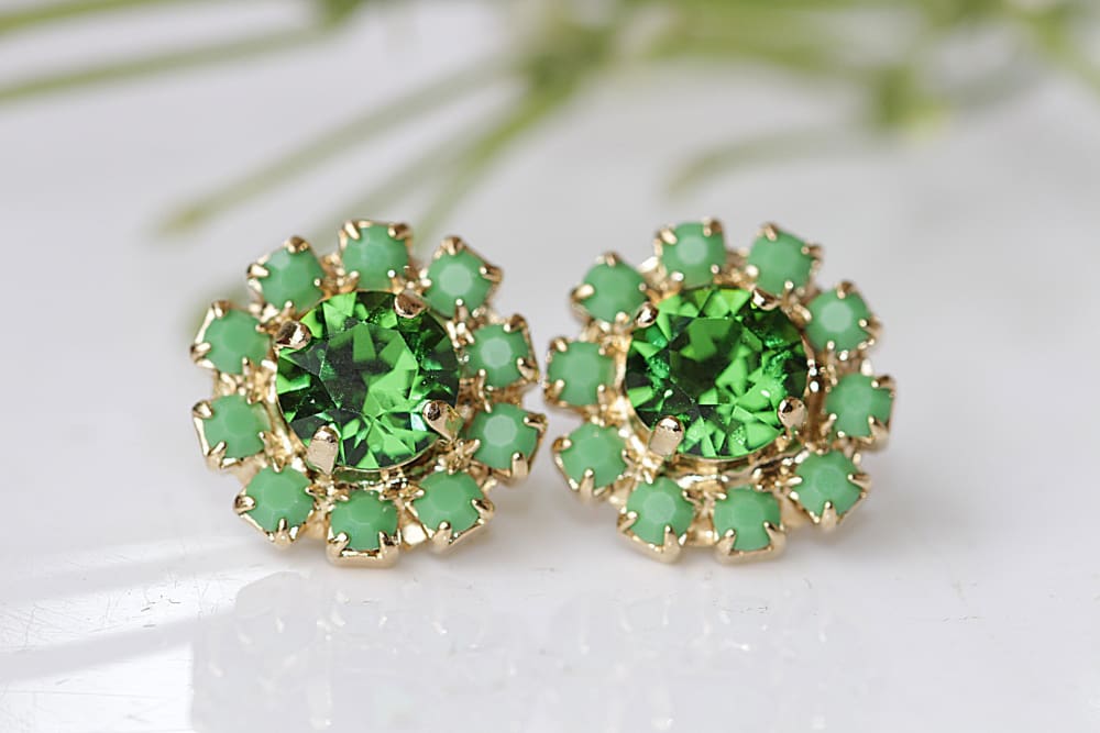 rebekajewelry Olive Green Earrings Rose Gold